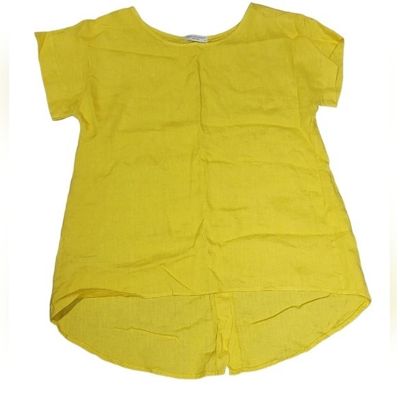 Tops | Terzo Millennio Made In Italy Yellow Linen High Low Tunic Shirt ...